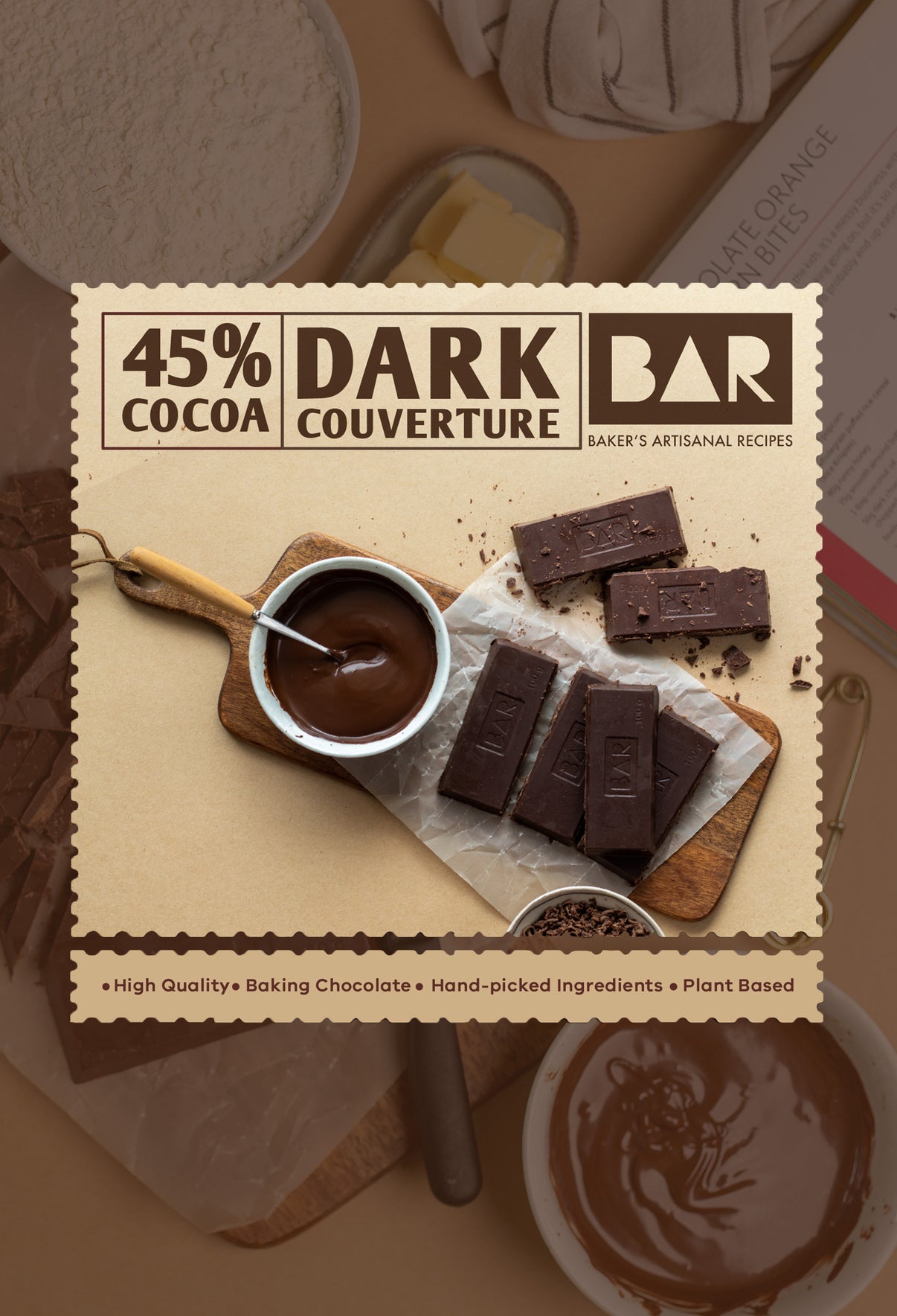 45% Dark Couverture | 45% Cocoa Chocolate | BarofChoc – BAR (Baker's ...